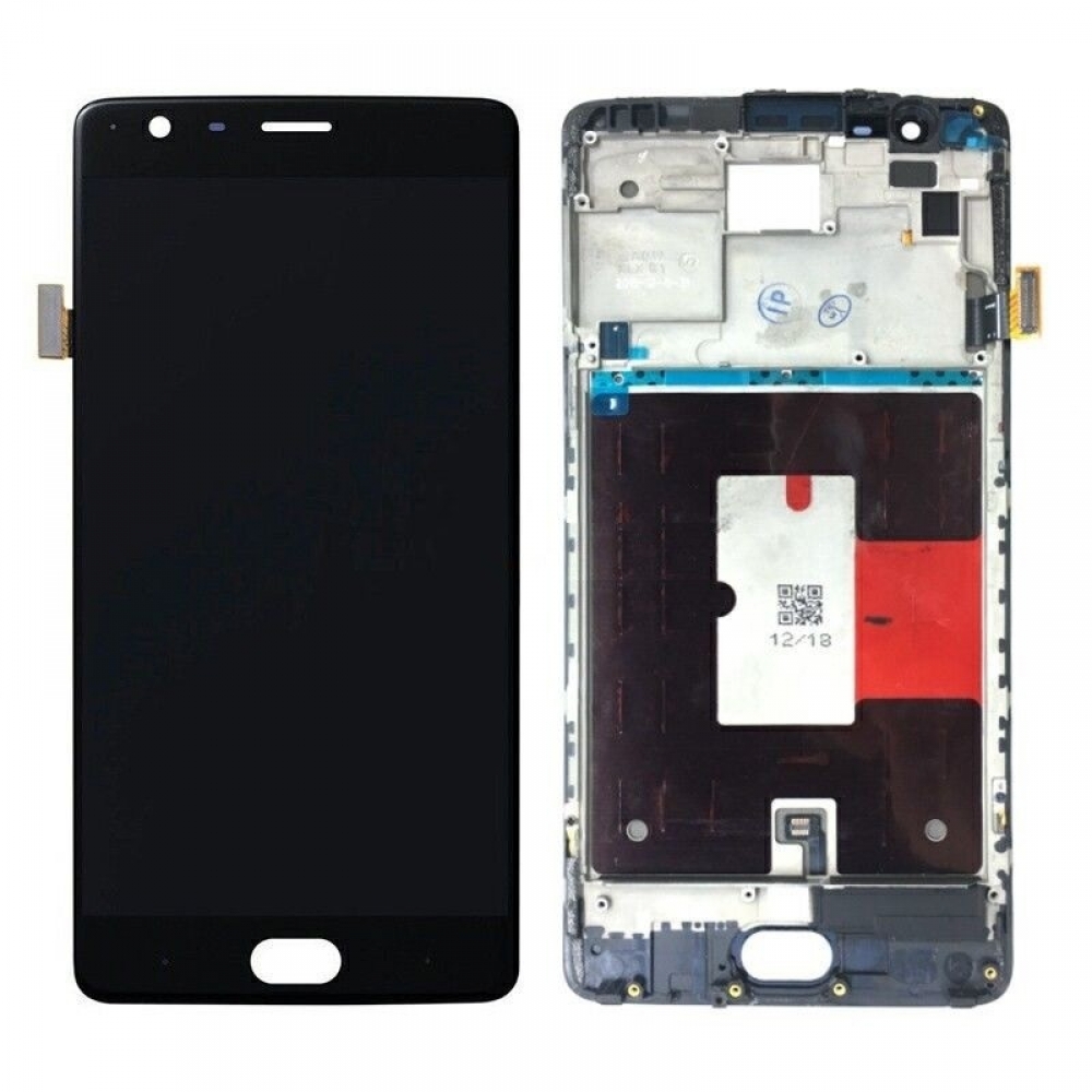 OnePlus 3 LCD Screen With Frame Black Replacement - Cellspare